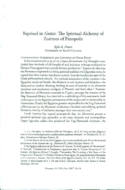 (PDF) Baptised in Gnosis: The spiritual alchemy of Zosimos of Panopolis