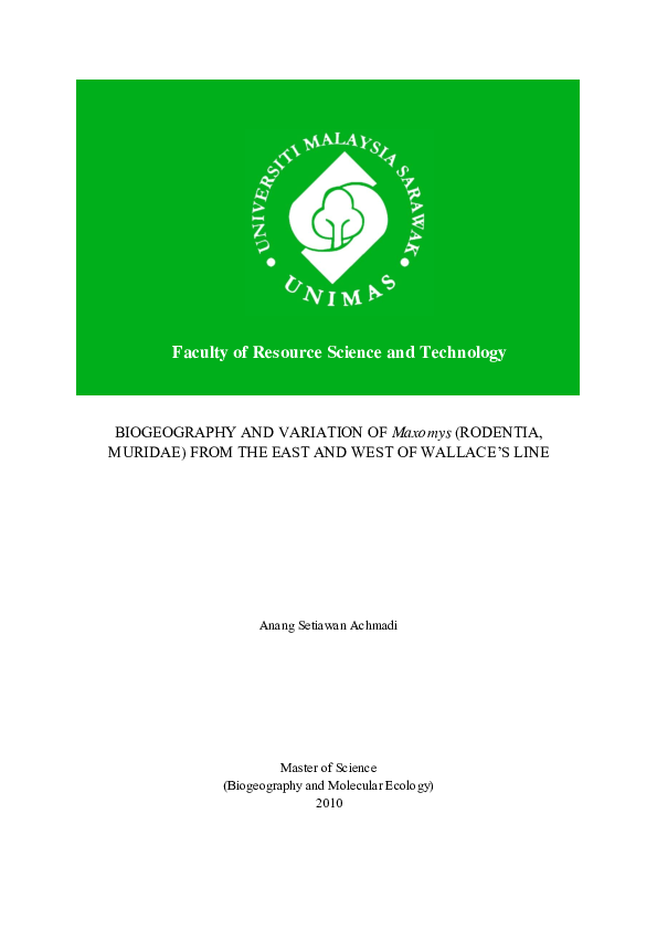 (PDF) Biogeography and Variation of Maxomys (Rodentia, Muridae) from ...