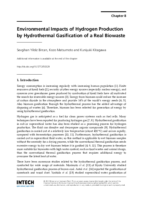 (PDF) Environmental Impacts of Hydrogen Production by Hydrothermal ...