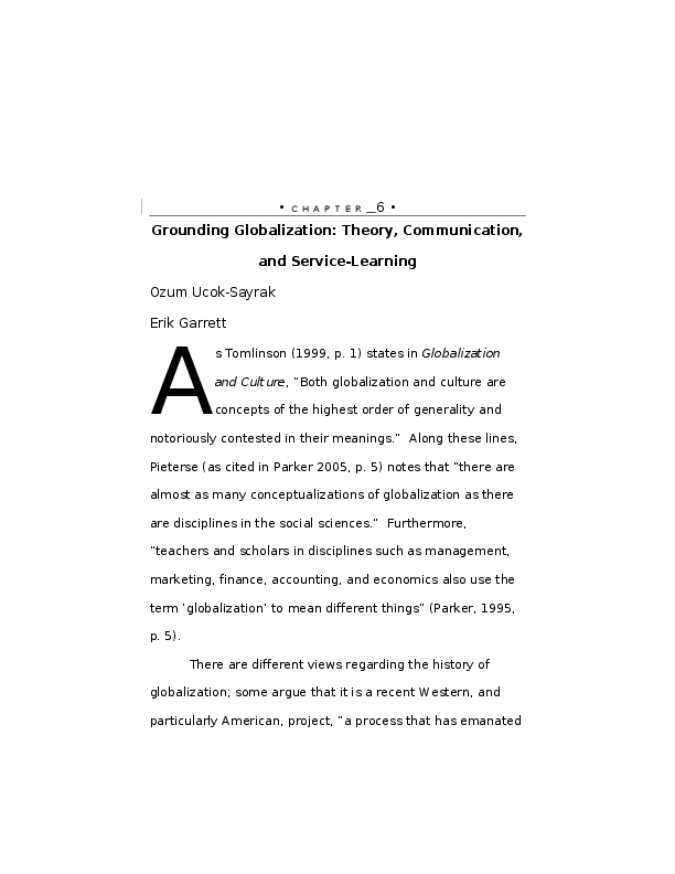 (DOC) Grounding Globalization: Theory, Communication, and Service-Learning