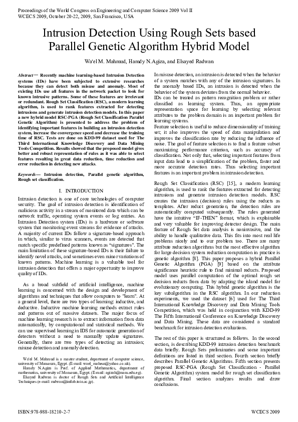 Intrusion Detection Using Rough Sets based Parallel Genetic Algorithm Hybrid Model