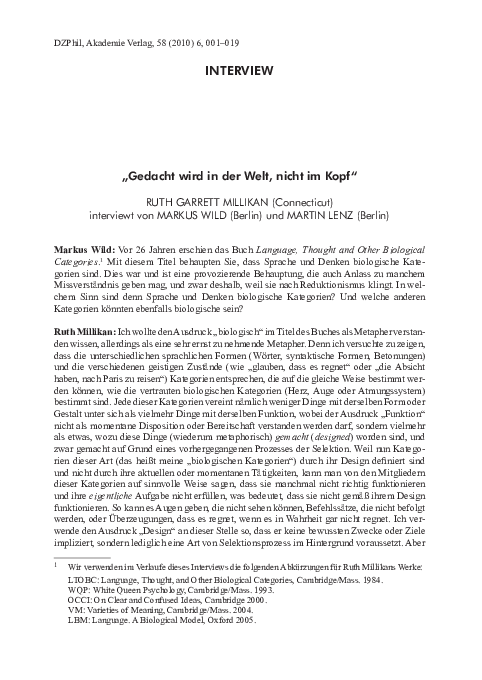 (PDF) Interview mit Ruth Millikan 2010
