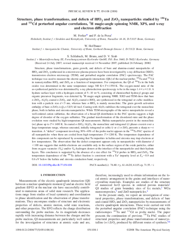Pdf Structure Phase Transformations And Defects Of Hfo 2 And Zro 2
