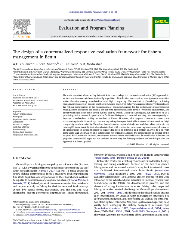 (PDF) The design of a contextualised responsive evaluation framework