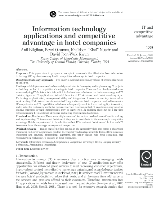 (PDF) Information technology applications and competitive advantage in ...