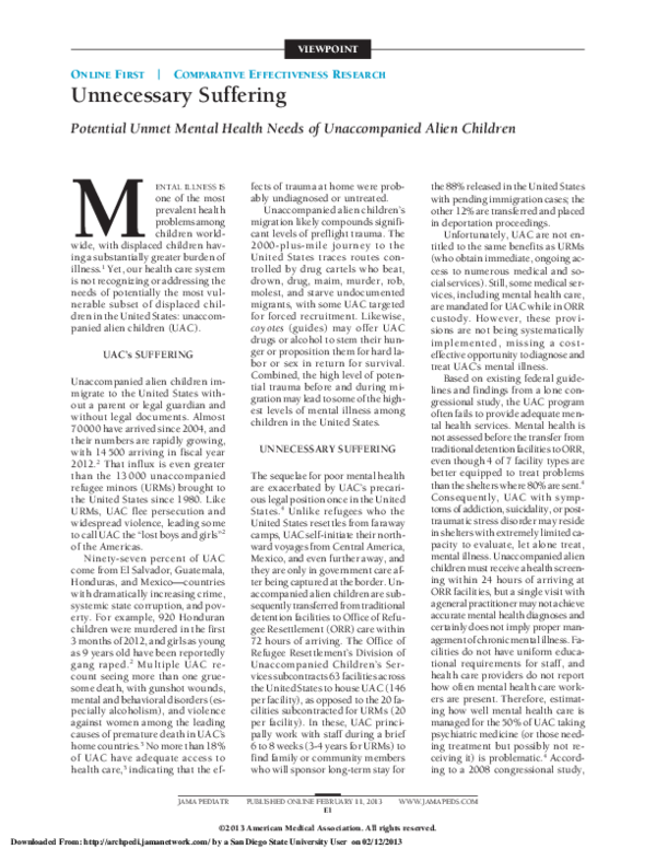 (PDF) Unnecessary Suffering: Potential Unmet Mental Health Needs of ...