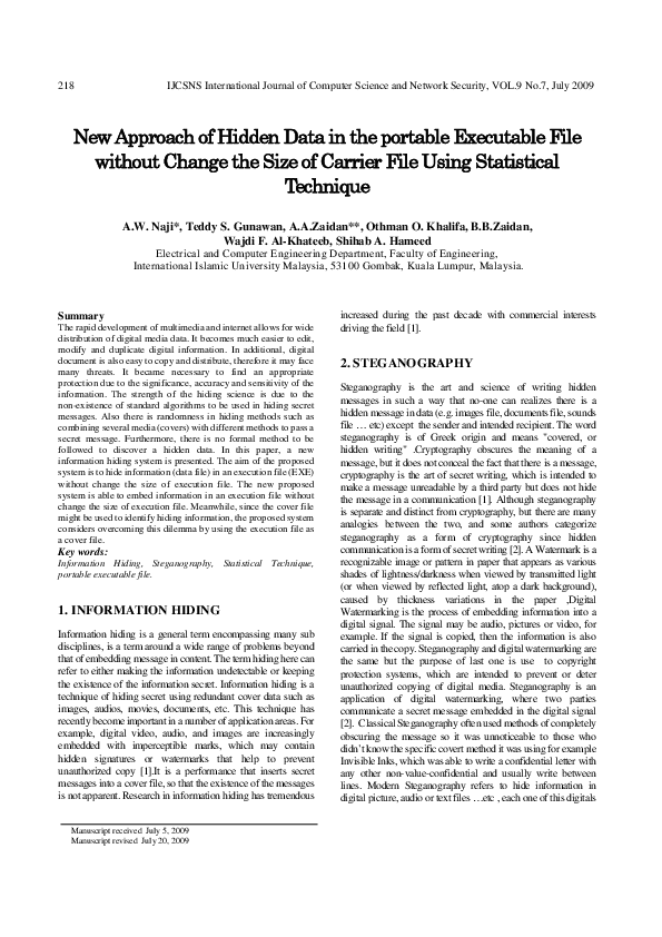 (PDF) New Approach of Hidden Data in the portable Executable File without Change the Size of ...