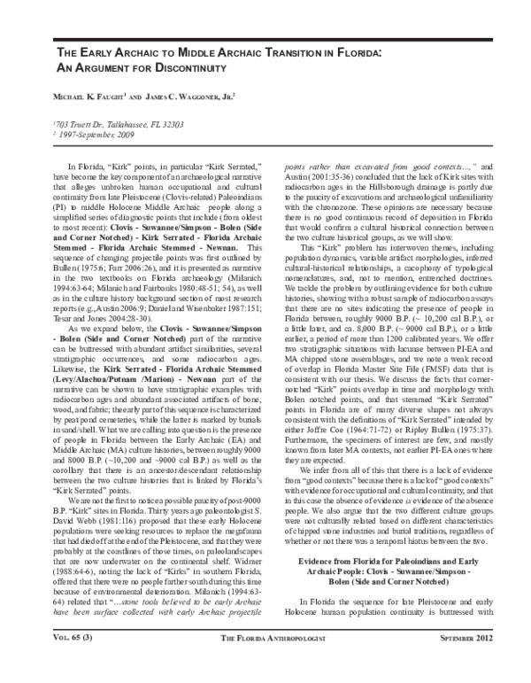(PDF) The Early Archaic to Middle Archaic Transition in Florida: An ...