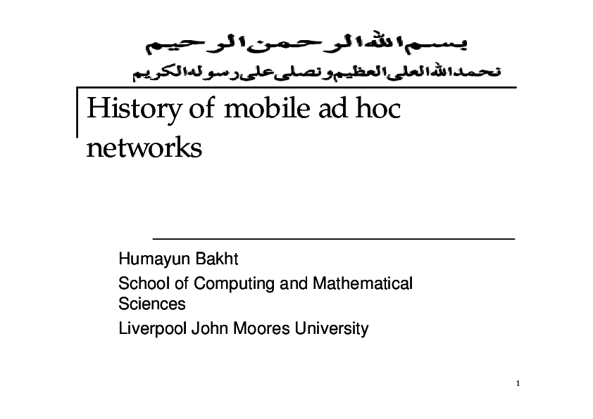 (PDF) The history of mobile ad-hoc networks