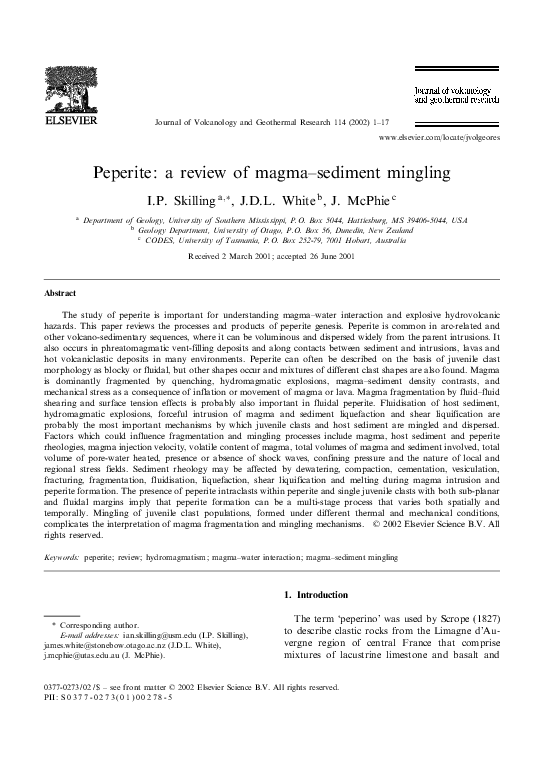 (PDF) Peperite: a review of magma–sediment mingling