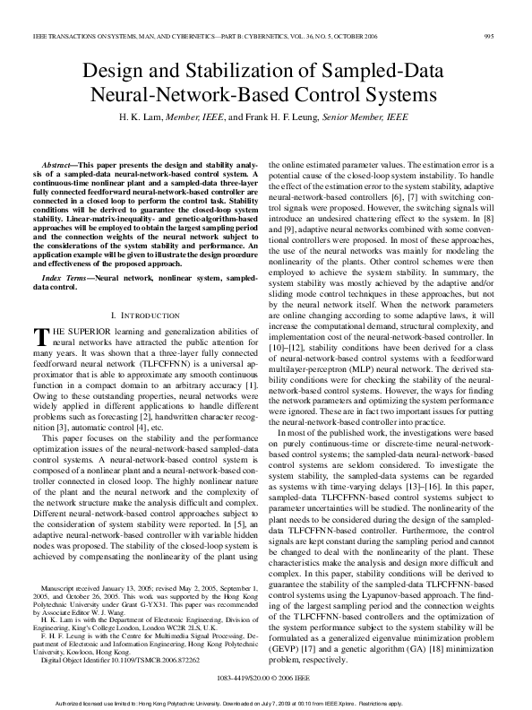 (PDF) Design and stabilization of sampled-data neural-network-based control systems