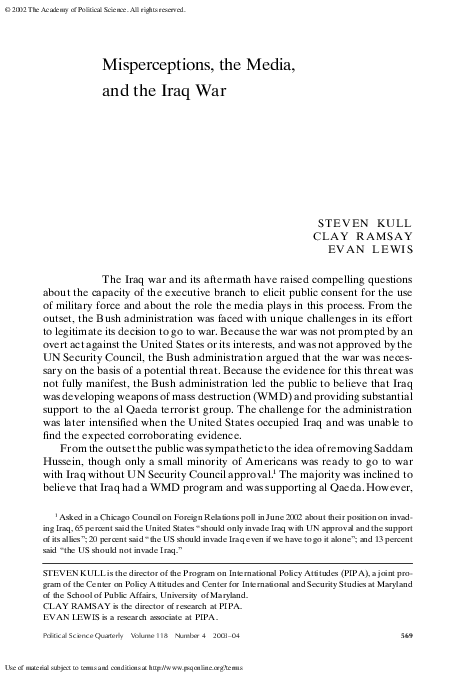 (PDF) Misperceptions, the media, and the Iraq war