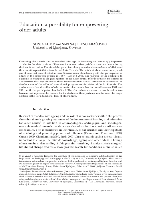 (PDF) Education: a possibility for empowering older adults