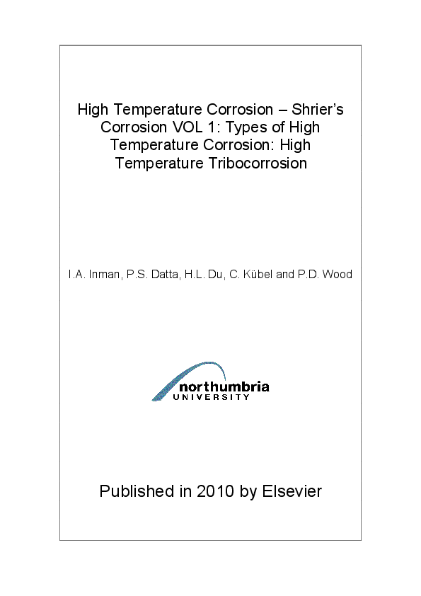 (PDF) Shreir's Corrosion - Volume 1: Basic Concepts, High Temperature ...
