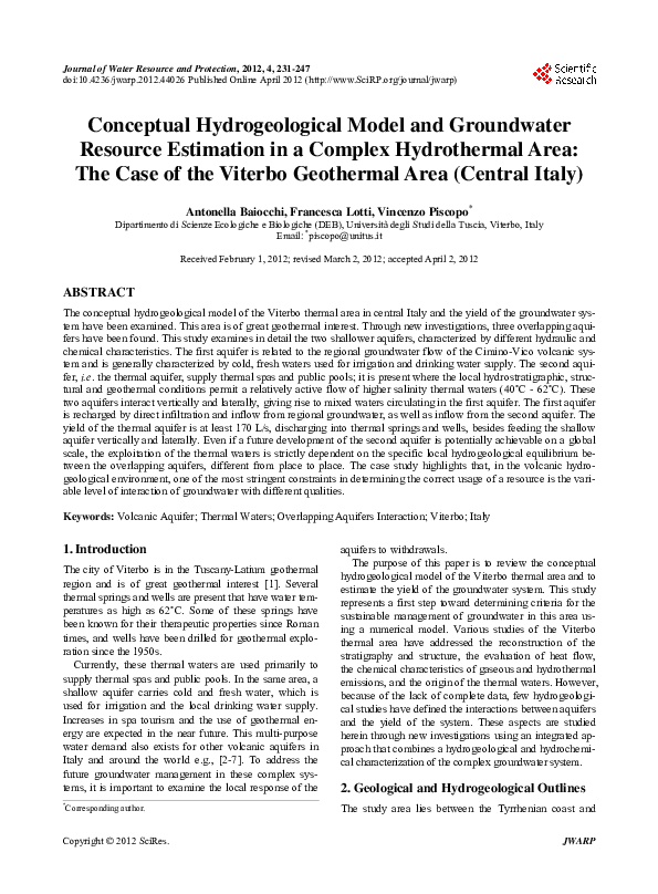 (PDF) Conceptual Hydrogeological Model and Groundwater Resource Estimation in a Complex ...