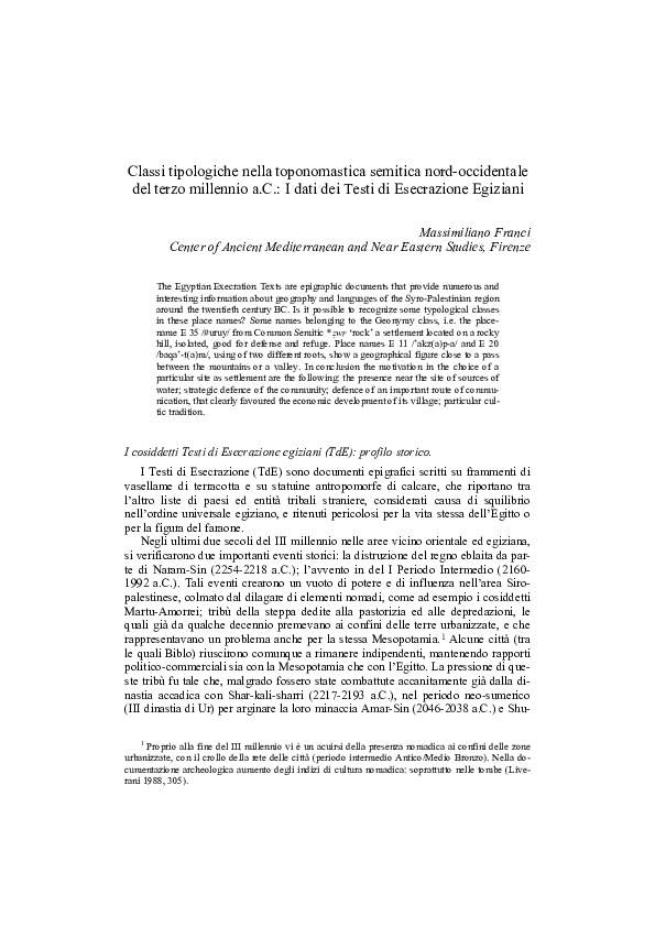 (PDF) Typological Classes in North-West Semitic Toponymy of the Third ...
