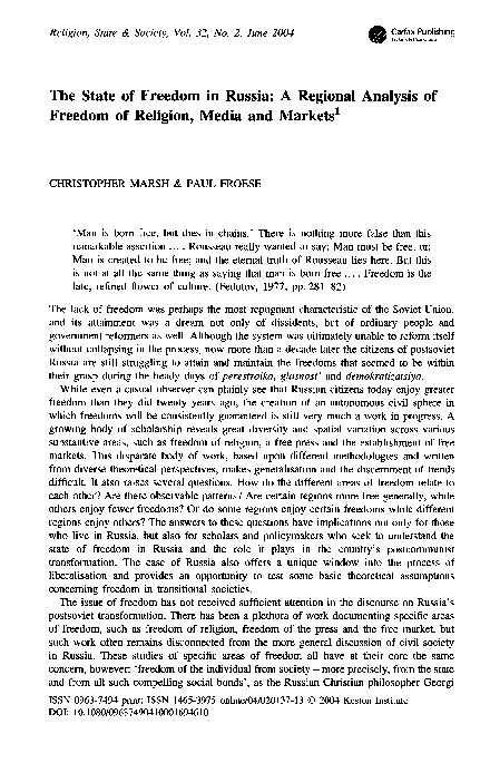 (PDF) The state of freedom in Russia: a regional analysis of freedom of ...