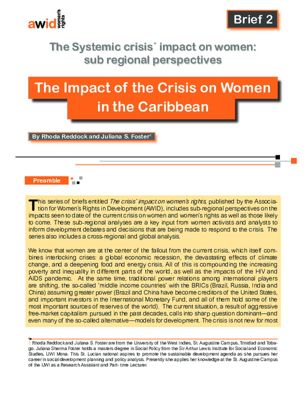 (PDF) The Impact of the Crisis on Women in the Caribbean: The Systemic ...