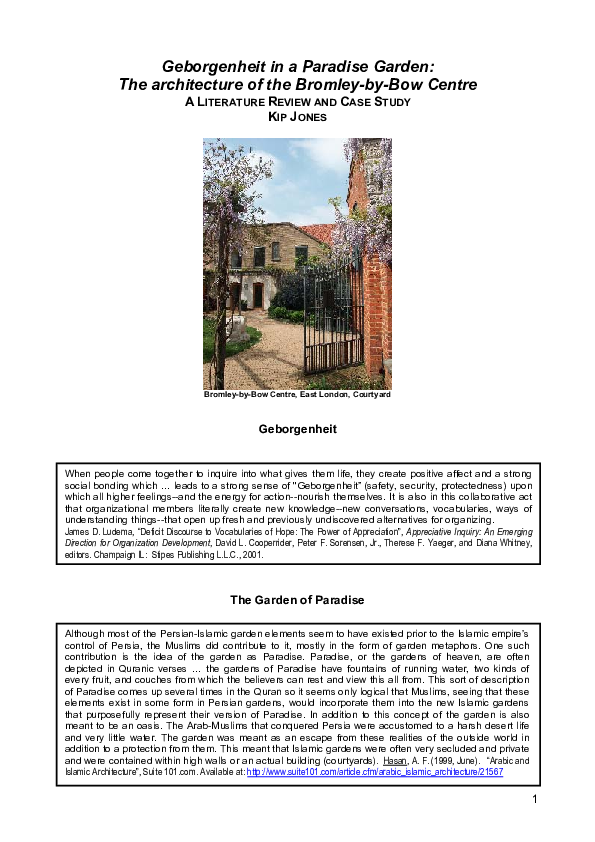(PDF) Geborgenheit in a Paradise Garden: The architecture of the Bromley-by-Bow Centre A ...