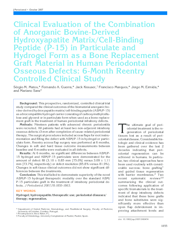 (PDF) Clinical evaluation of the combination of anorganic bovine ...