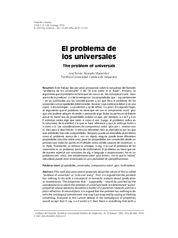 (PDF) El problema de los universales