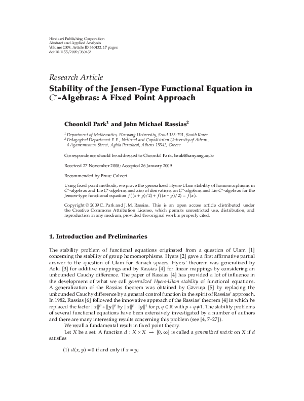 (PDF) Stability of the Jensen-Type Functional Equation in C*-Algebras ...