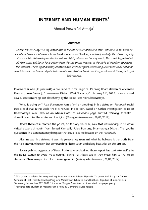 (PDF) Internet and Human Rights