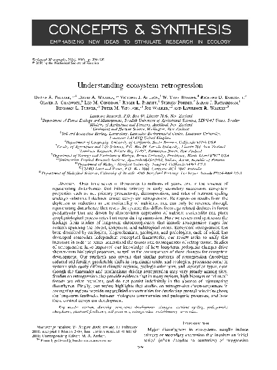 (PDF) Understanding ecosystem retrogression