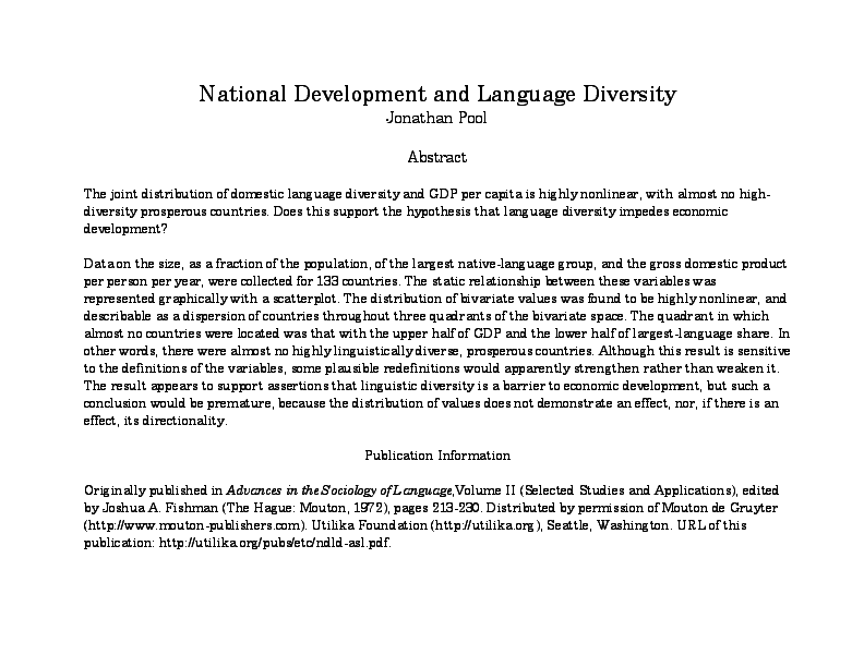 (PDF) National development and language diversity