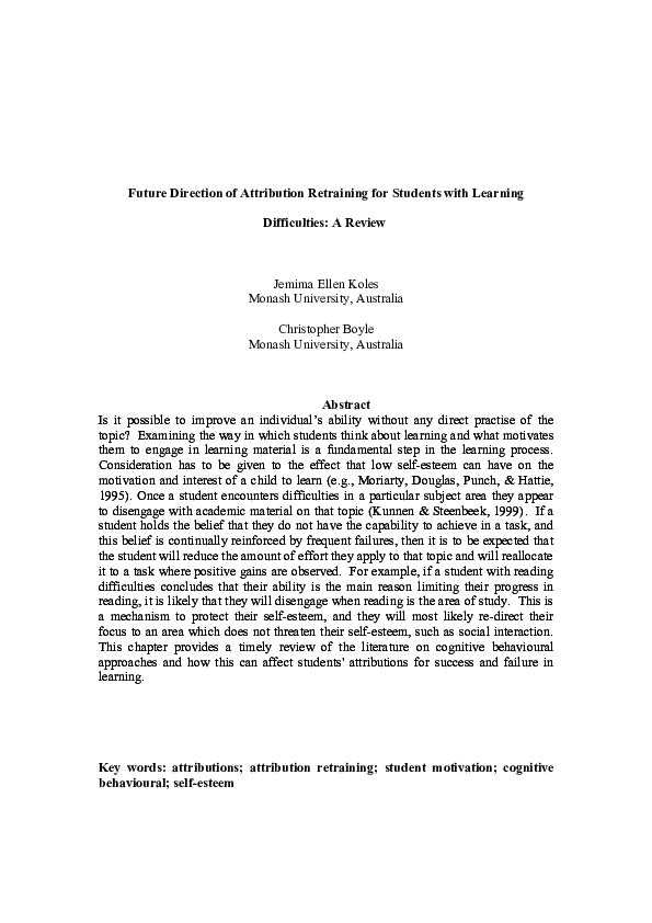 (DOC) Future Direction of Attribution Retraining for Students with ...