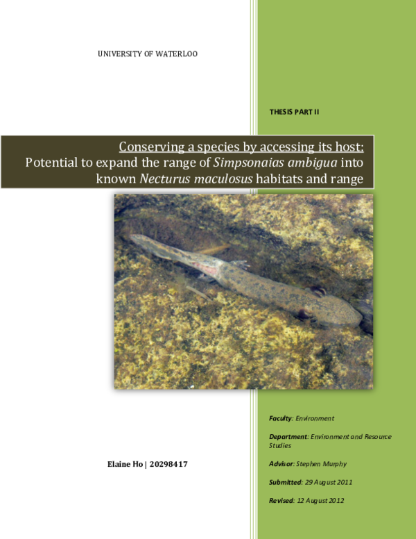(PDF) Undergraduate Thesis Part 2: Conserving a species by accessing ...