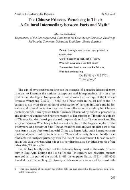 (PDF) “The Chinese Princess Wencheng in Tibet: A Cultural Intermediary ...
