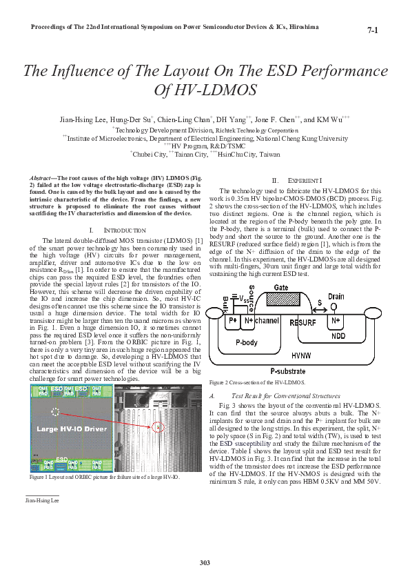 (PDF) The influence of the layout on the ESD performance of HV-LDMOS