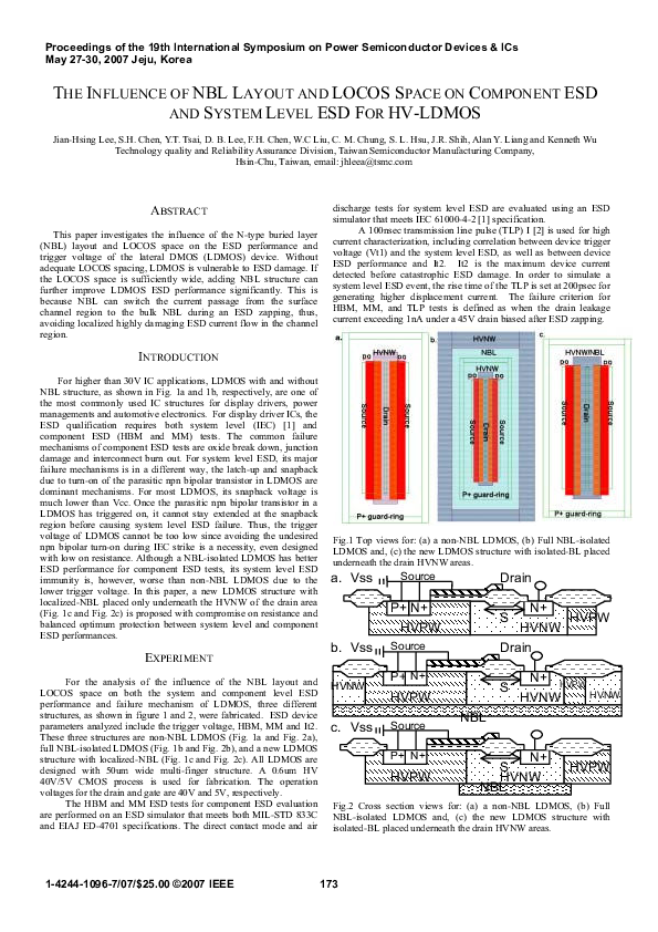 (PDF) The influence of NBL layout and LOCOS space on component ESD and ...
