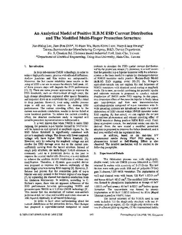 (PDF) An analytical model of positive HBM ESD current distribution and ...