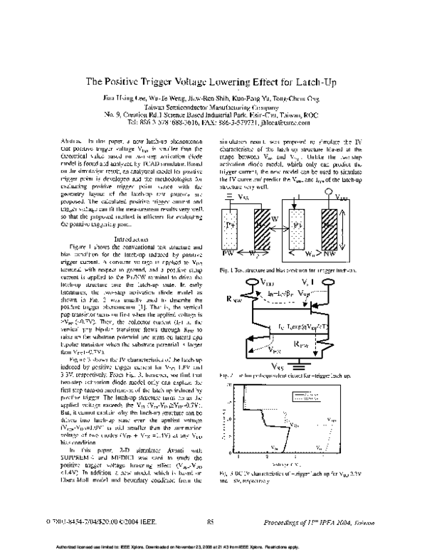 (PDF) The positive trigger voltage lowering effect for latch-up