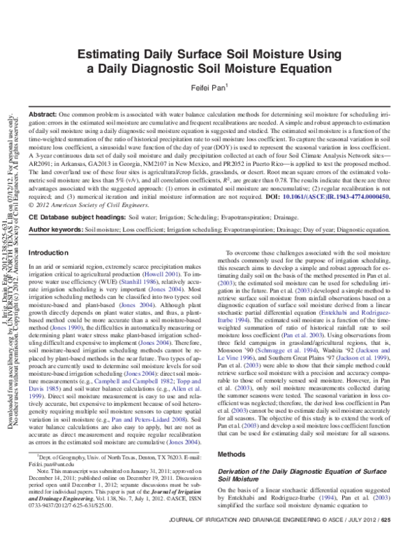 (PDF) Pan F., Estimating daily surface soil moisture using a daily ...
