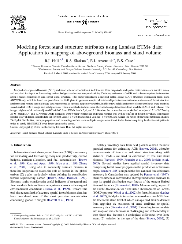 Pdf Modeling Forest Stand Structure Attributes Using Landsat Etm Data Application To Mapping