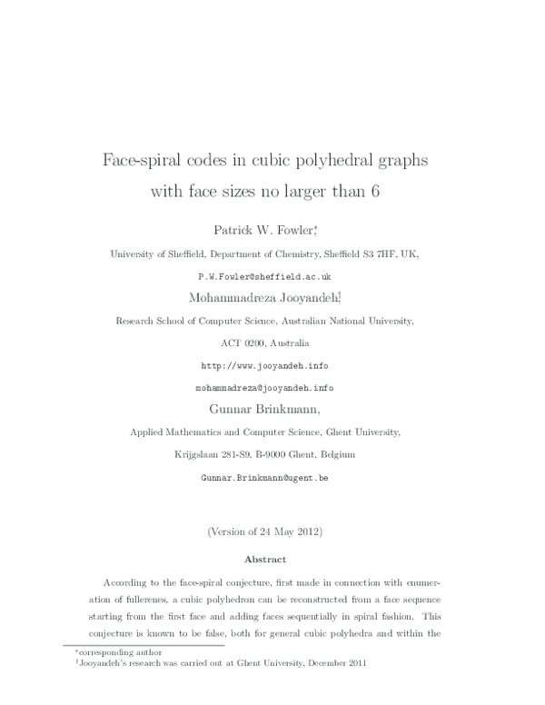 (PDF) Face-spiral codes in cubic polyhedral graphs with face sizes no ...
