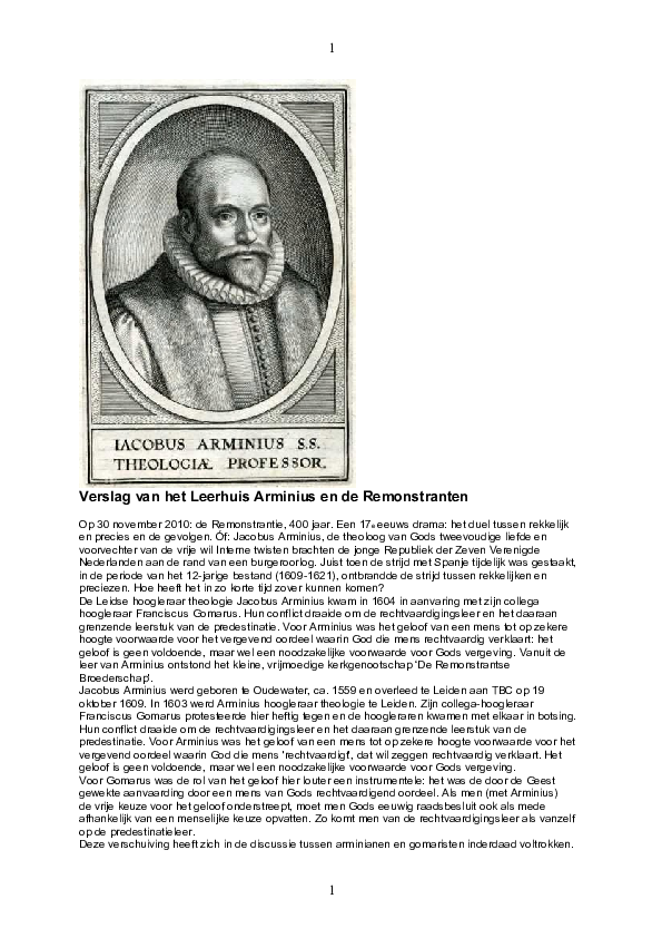 (DOC) Arminius en de Remonstranten