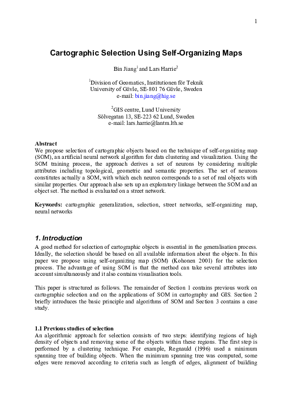 (PDF) Cartographic selection using self-organizing maps