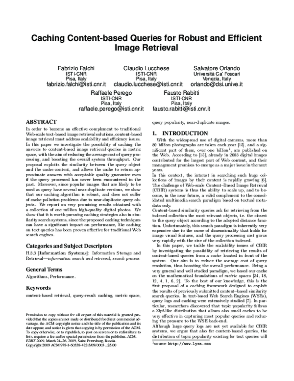 (PDF) Caching content-based queries for robust and efficient image retrieval