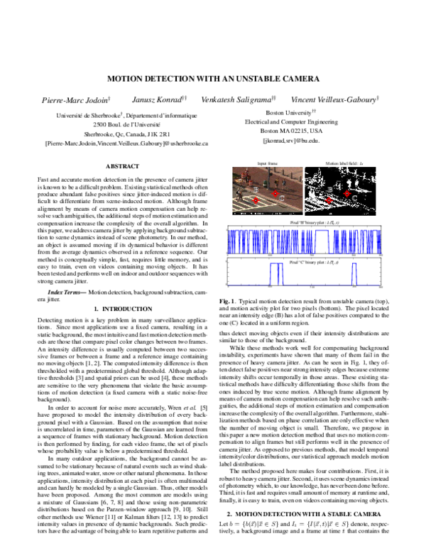 Pdf Camera Jitter Motion Detection Challenges