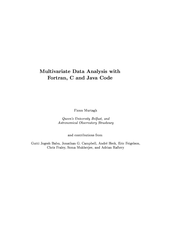 (PDF) Multivariate data analysis with Fortran, C and Java code