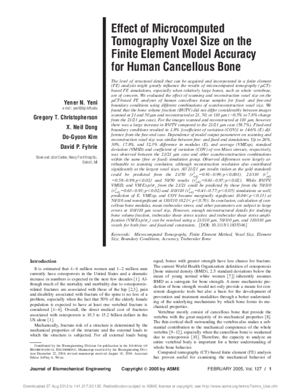 (PDF) Effect of microcomputed tomography voxel size on the finite element model accuracy for ...