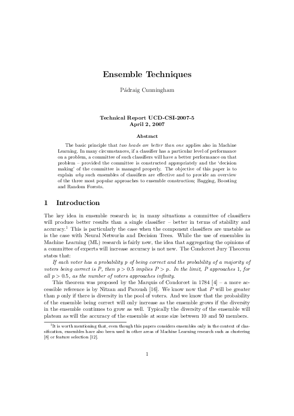(PDF) Ensemble techniques