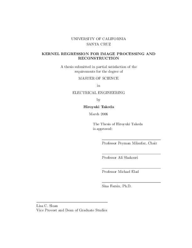 (PDF) Kernel regression for image processing and reconstruction