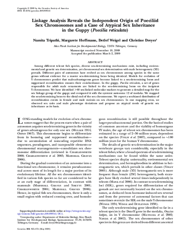 (PDF) Linkage analysis reveals the independent origin of Poeciliid sex ...