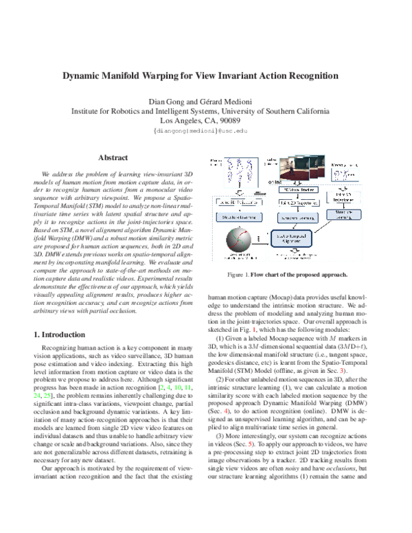 Pdf Dynamic Manifold Warping For View Invariant Action Recognition
