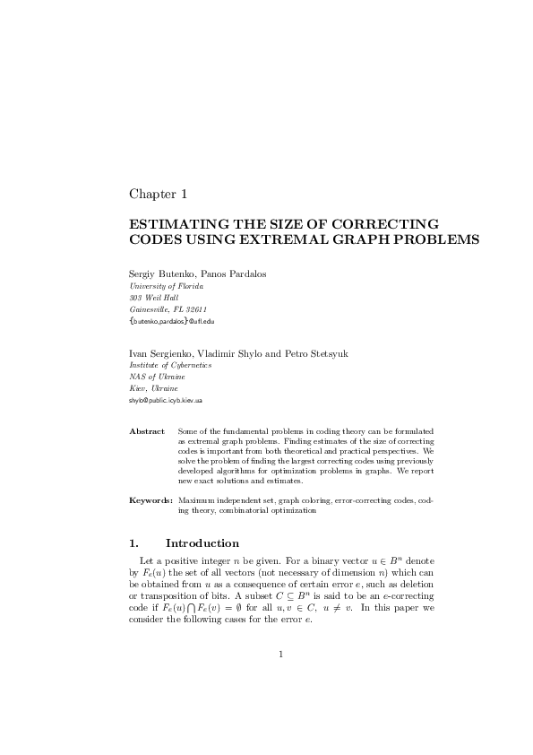 Estimating The Size Of Correcting Codes Using Extremal Graph Problems